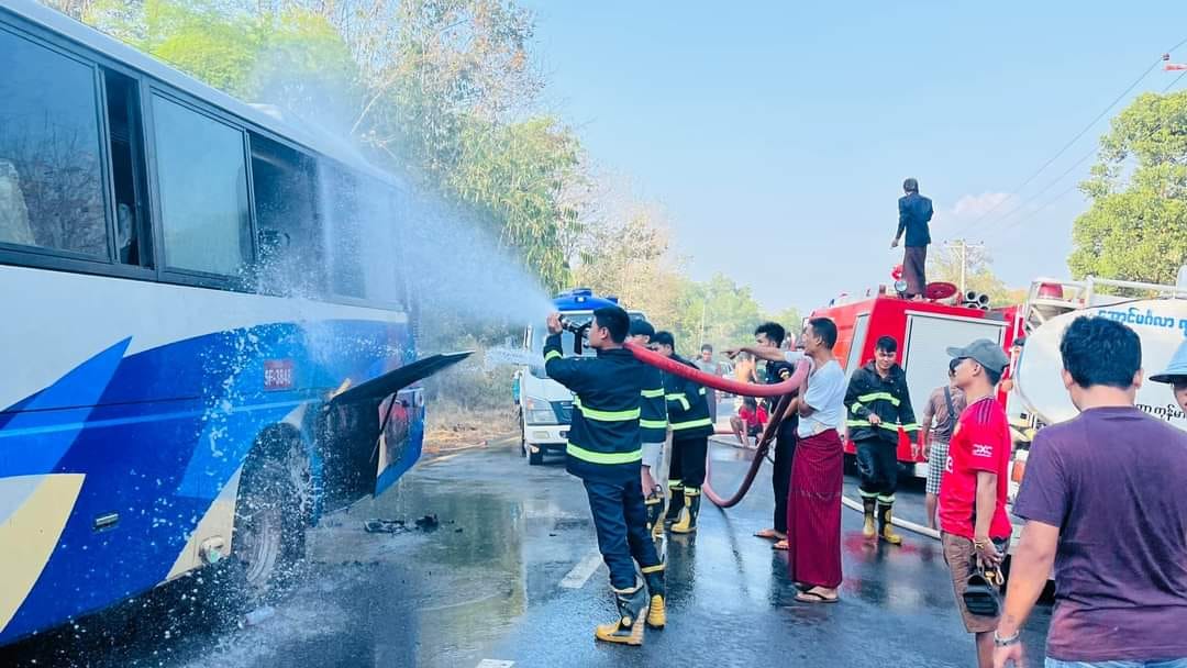 No injuries as bus catches fire near Ye Township | Eleven Media Group ...