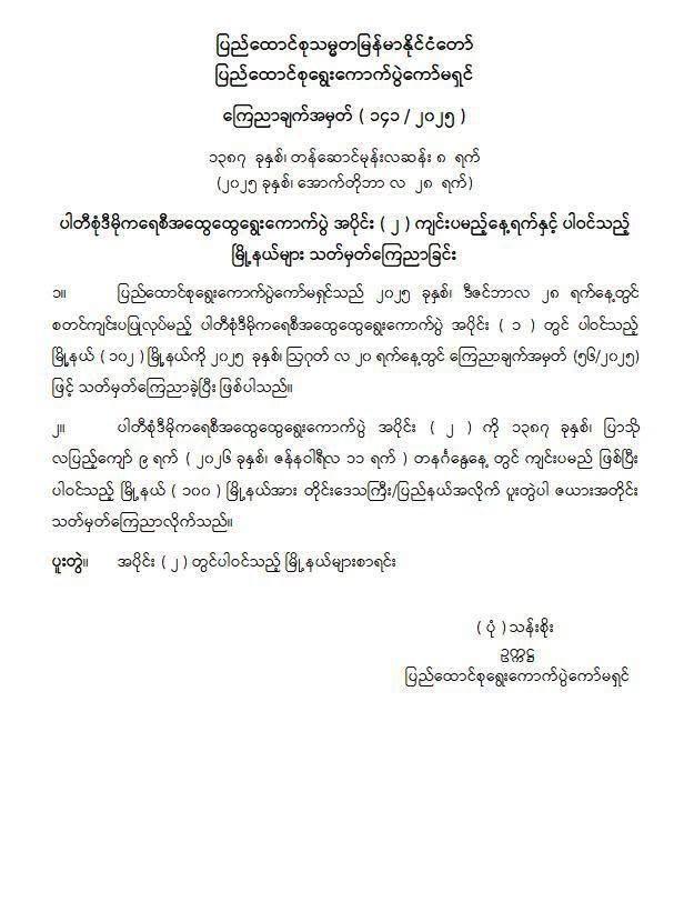 Second phase of Myanmar’s general election to be held on January 11 ...