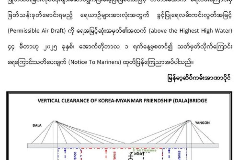 Myanmar Port Authority sets 44-meter permissible air draft for vessels ...